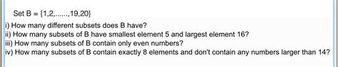 solved set b {1 2 19 20} how many different