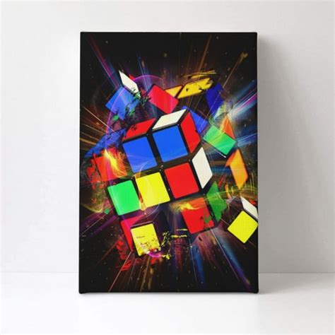 Akania Exploding Rubiks Cube Wall Decor With A Black Background