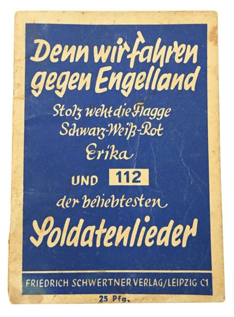 Worldwarcollectibles German Third Reich Songbook Denn Wir Fahren Gegen Engelland