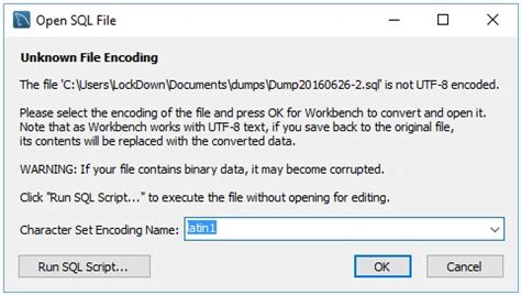 Mysql Mysql Workbench Error Unknown File Encoding Answall