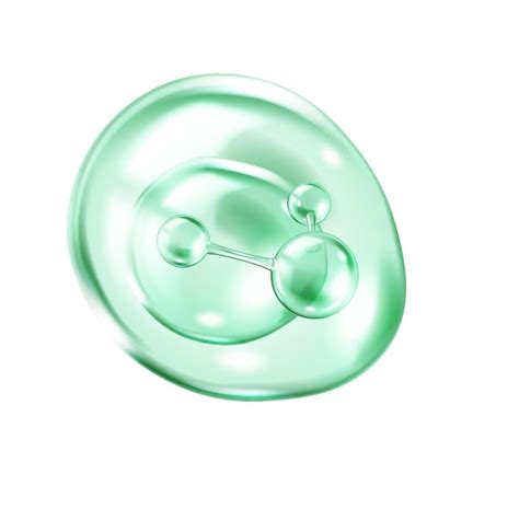 Collagen Molecule Structure Inside Green Bubble Realistic Illustration Skincare Cosmetics And