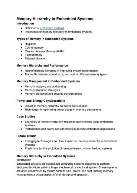 memory hierarchy in embedded systems pdf