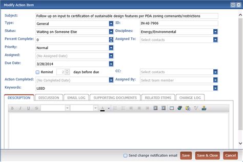 Complete Work On An Action Item Newforma Project Center Help