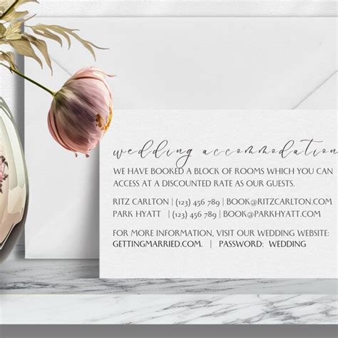 Wedding Invitation Accommodation Card Etsy
