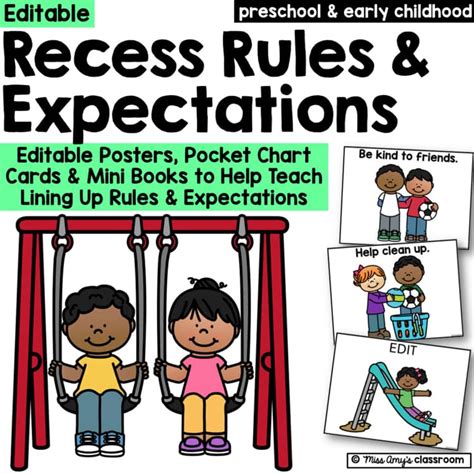 Recess Rules And Expectations Posters Pocket Charts Mini Books Editable