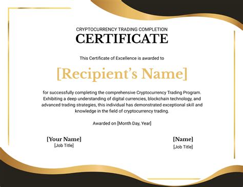 Free Cryptocurrency Trading Completion Certificate Template To Edit Online