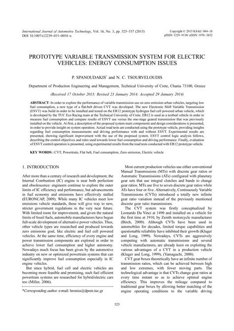 Pdf Prototype Variable Transmission System For Electric Vehicles