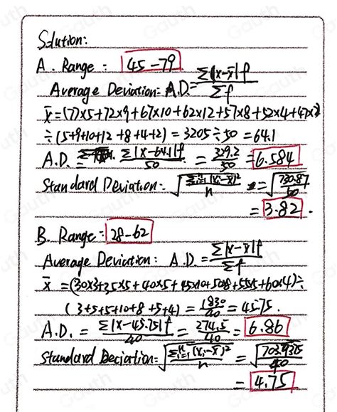 Solved II Determine The Range Average Deviation And Standard Deviation Of The Following