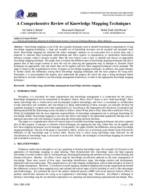 Pdf A Comprehensive Review Of Knowledge Mapping Techniques