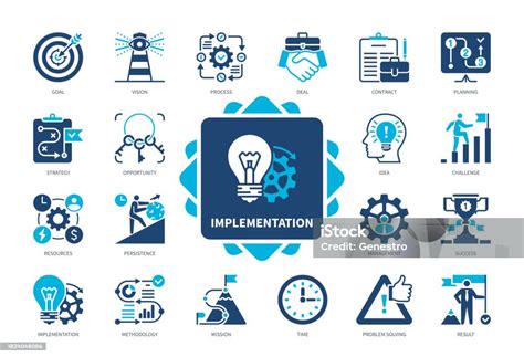 implementation solid icon set stock illustration download image now icon symbol building