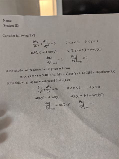 Solved Name: Student ID: Consider following BVP. au 22 ax² 0 | Chegg.com
