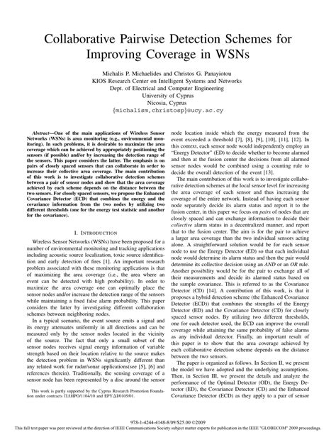 Pdf Collaborative Pairwise Detection Schemes For Improving Coverage In Wsns