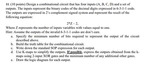 Solved Points Design A Combinational Circuit That Chegg