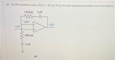 Solved A Find The Transfer Function G S Vo S Vi S For