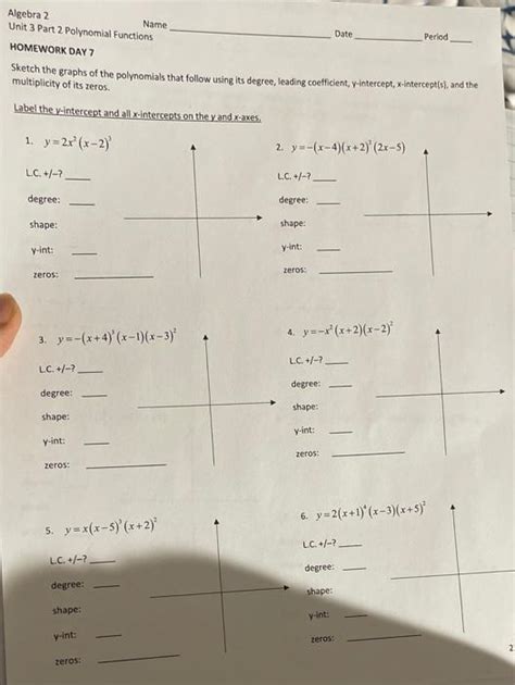 solved algebra 2 name unit 3 part 2 polynomial functions