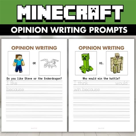 Story Starters And Opinion Writing Minecraft Themed Creative Writing Prompts