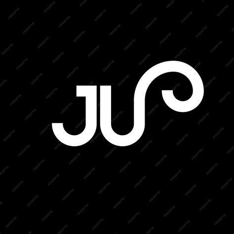 검은색 배경에 Ju 글자 로고 디자인 Ju 크리에이티브 이니셜 글자 로그 개념 Ju 문자 디자인 Ju 검은색 바탕에 글자 디자인