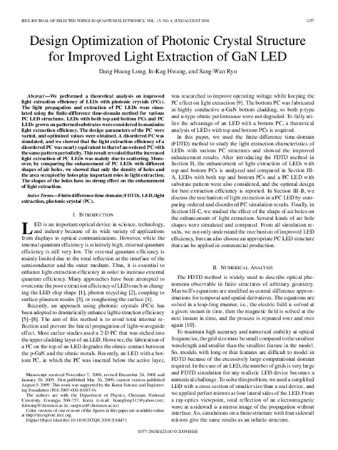 Pdf Design Optimization Of Photonic Crystal Structure For Improved