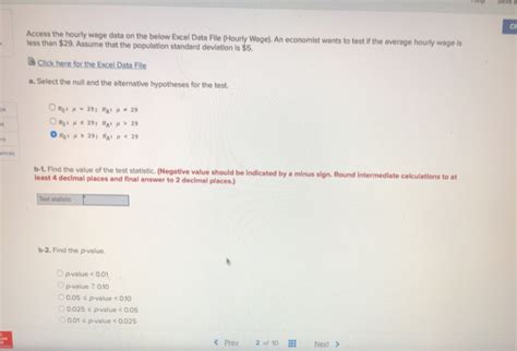solved ch access the hourly wage data on the below excel