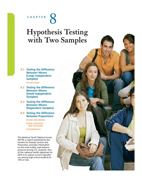Hypothesis Testing With Two Samples CHAPTER Testing The Difference Between Means Large