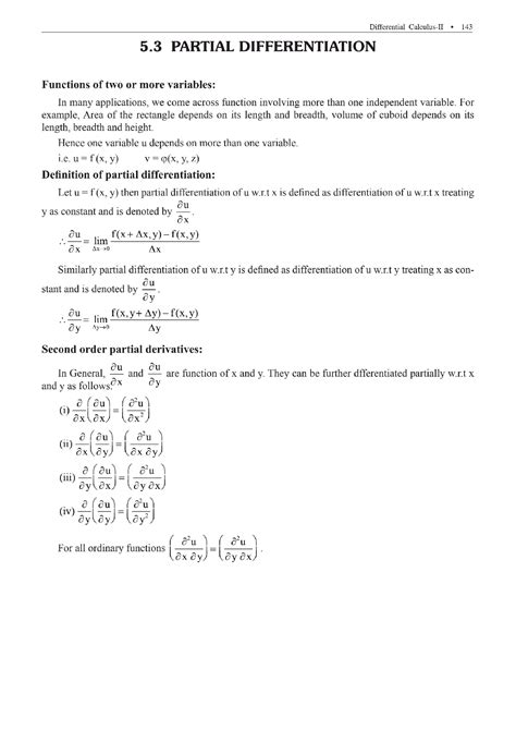 SOLUTION Partial Differentiation Mathematics Engineering Study Notes Studypool