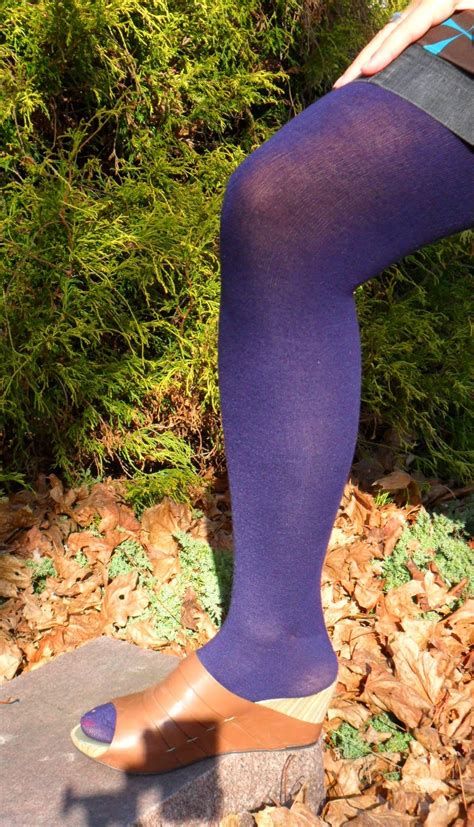 Fashion Over Fifty Silk Purple Stockings And Leather Jacket