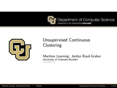 PDF Unsupervised Continuous Clusteringjbg Teaching CSCI A PdfMachine Learning Jordan