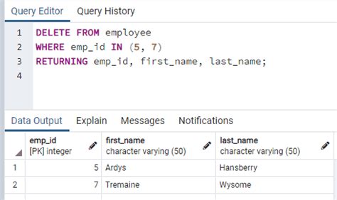 PostgreSQL Delete Data In A Table
