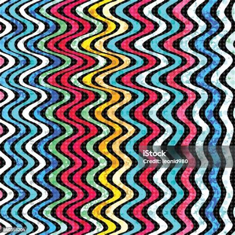 검은 배경에 물결 색된 라인입니다 추상적인 기하학적 배경입니다 벡터 일러스트 레이 션 곡선에 대한 스톡 벡터 아트 및 기타