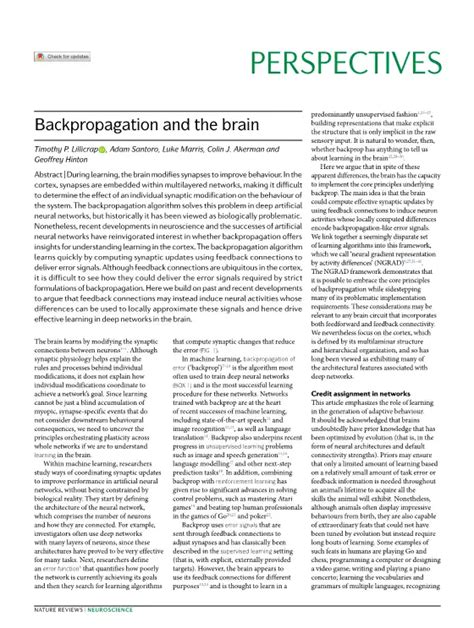 Backpropagation And The Brain The Structure That Is Only Implicit In The Raw Sensory Input Docslib