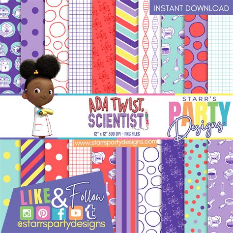 Ada Twist Scientist Digital Paper 3 Starrspartydesigns