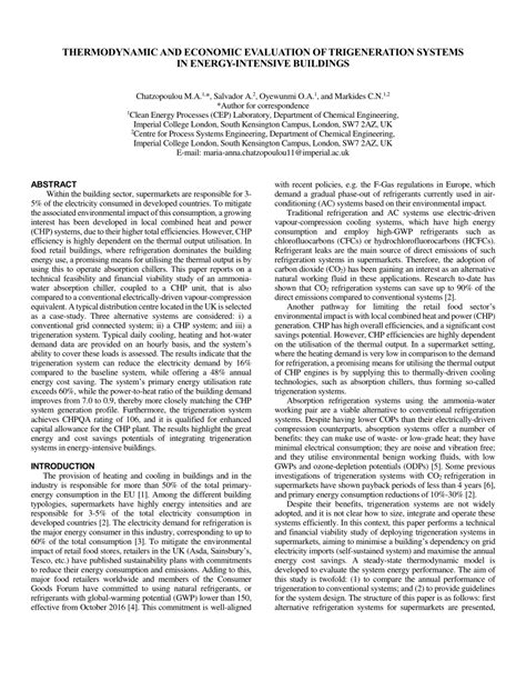 Pdf Thermodynamic And Economic Evaluation Of Trigeneration Systems In