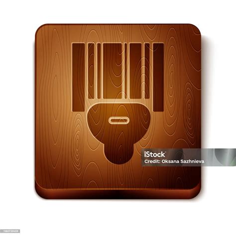 갈색 스캐너 스캔 바코드 아이콘흰색 배경에 격리 바코드 라벨 스티커 바와 함께 배달을위한 식별 나무 사각형 버튼입니다 벡터 일러스트레이션 구매에 대한 스톡 벡터 아트 및