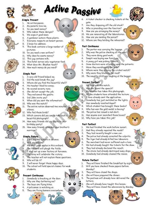 Active Passive Editable With Answer Key Esl Worksheet By Vikral