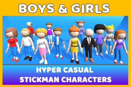 Hyper Casual Stickman Boys and Girls Characters | Unity AssetStore ...