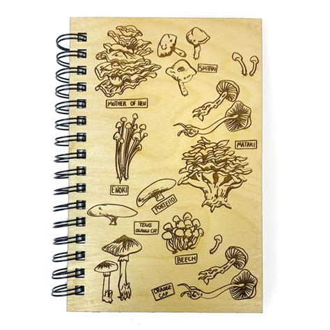 Mushroom Types Sketchbook Notebook Cover Glowforge Shop