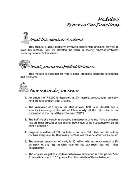 Module 5 Exponential Functions PDF