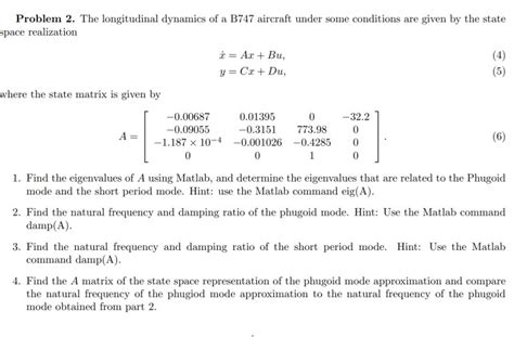 Solved Problem The Longitudinal Dynamics Of A B Chegg
