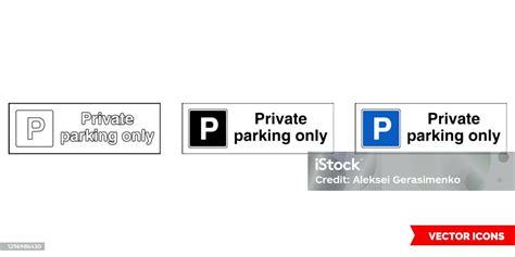 전용 주차 는 3 가지 유형의 주차 제어 표지판 아이콘 흑백 윤곽선 격리된 벡터 기호 기호 0명에 대한 스톡 벡터 아트 및 기타 이미지 Istock