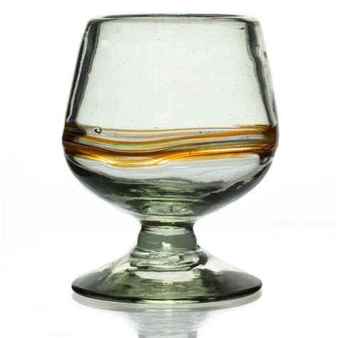 Multi Stripe Small Cognac Brandy Glass Recycled Glass Tumia Lac