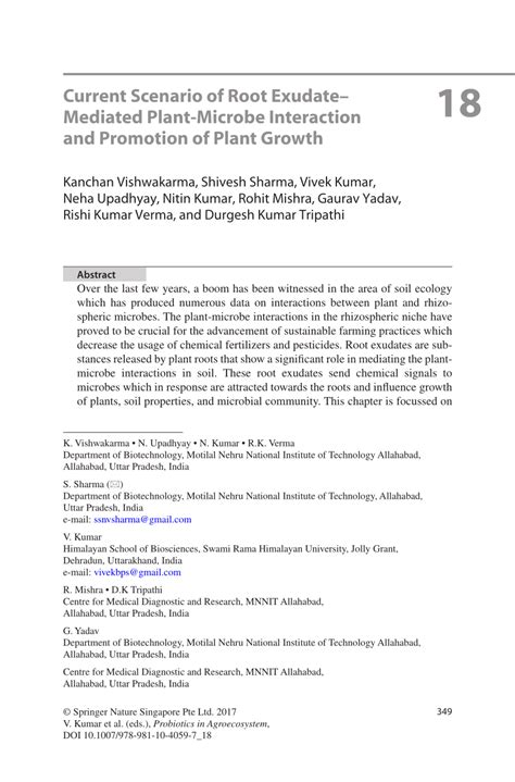 Pdf Current Scenario Of Root Exudatemediated Plant Microbe