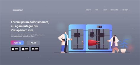 연구원은 인간 이식 장기 생물학 공학의 3d 바이오 프린터 의료 인쇄에 근육 모델을 인쇄합니다 프리미엄 벡터