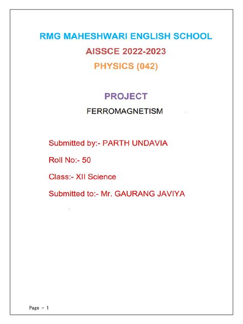 Ferromagnetism Project Pdf Ferromagnetism Magnetism