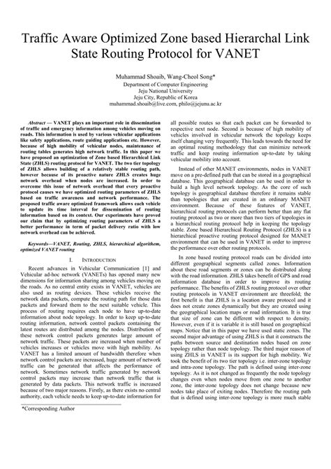 Pdf Traffic Aware Optimized Zone Based Hierarchal Link State Routing