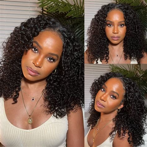 Unice Curly V Part Wigs Human Hair For Women Glueless V Part Wig Clips In Jerry