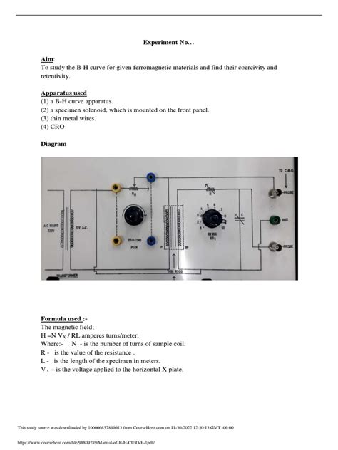 Manual Of B H Curve 1 Pdf Pdf Hysteresis Ferromagnetism