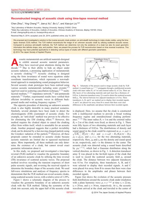 Pdf Reconstructed Imaging Of Acoustic Cloak Using Time Lapse Reversal Method