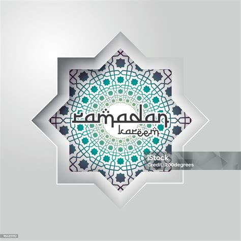 라마단 카림 이슬람 인사말에 대 한 스타일을 잘라 종이 만다라 패턴 디자인 요소를 추상화 합니다 배너 또는 카드 배경 벡터 일러스트 0명에 대한 스톡 벡터 아트 및 기타
