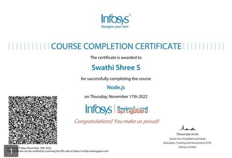 swathi shree s on linkedin i succesfully completed the course node js