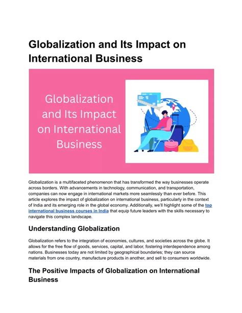 Ppt Globalization And Its Impact On International Business Powerpoint Presentation Id 13600080
